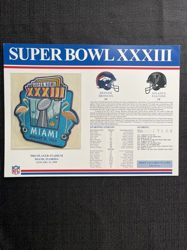 SUPER BOWL 33 Broncos vs Falcons 1999 Willabee Ward OFFICIAL SB XXXIII ...