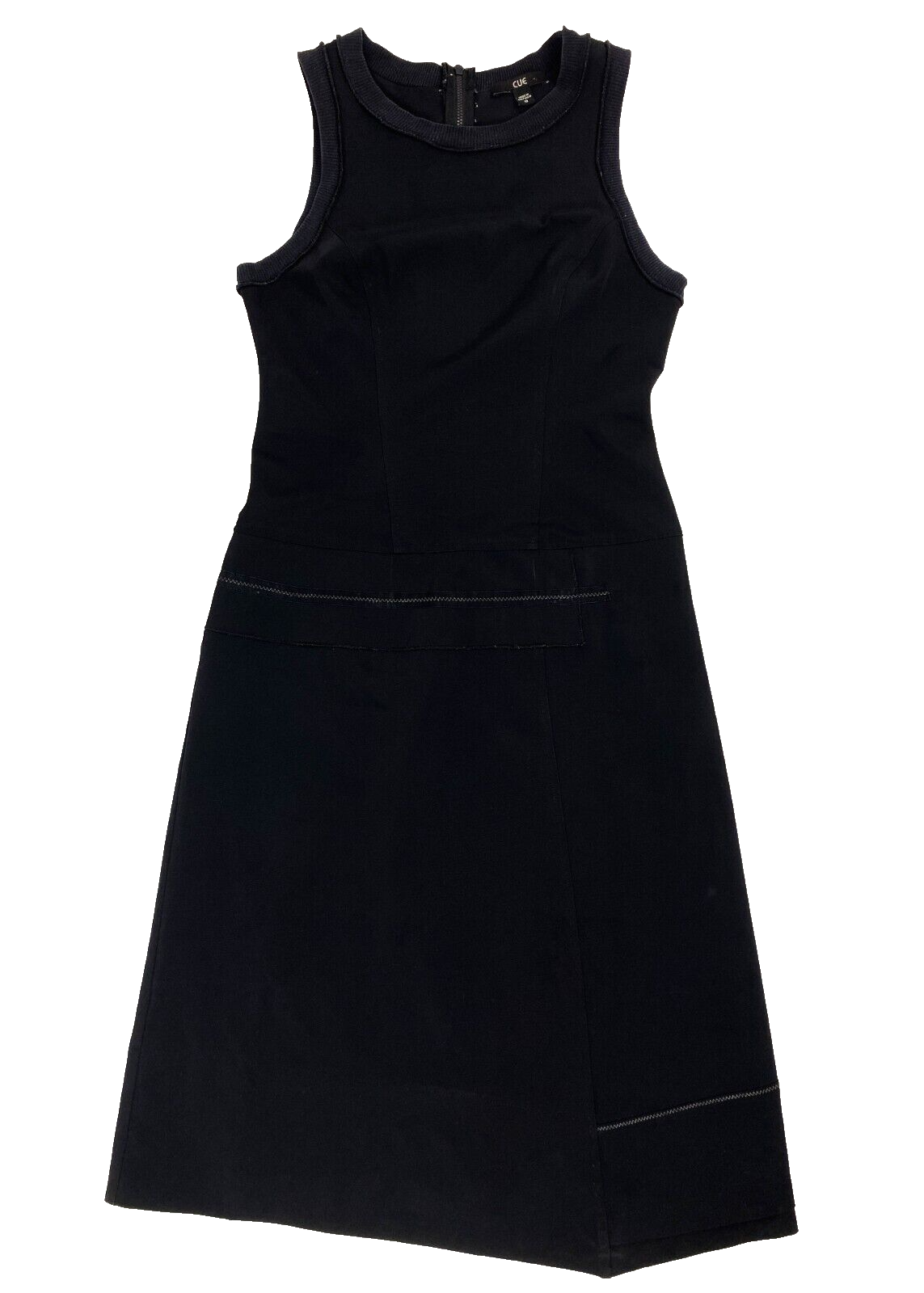 Cue Womens Dress 10 Black Round Neck Deconstructed Midi | eBay