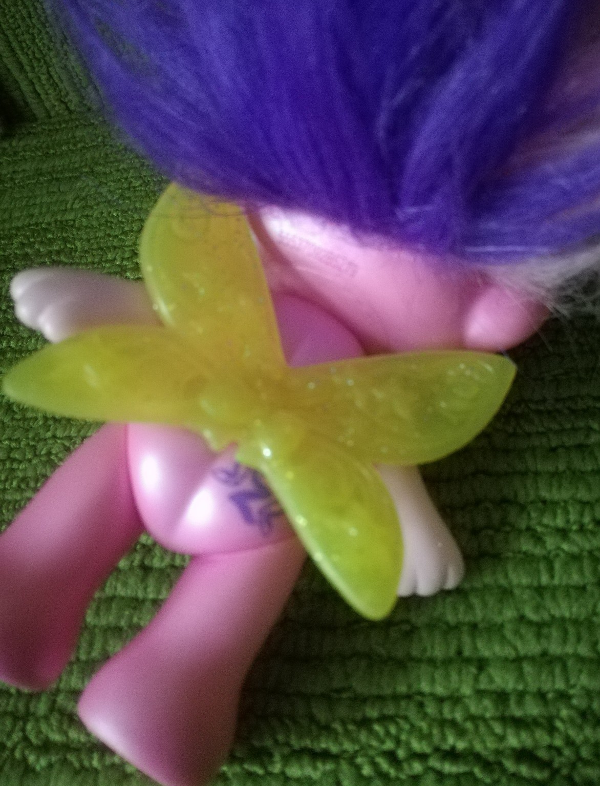 WANDA - 4" ZELF TROLL - PINK & PURPLE HAIR YELLOW WINGS - POSEABLE ...