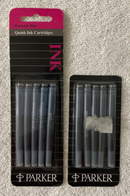 Vintage NEW Parker WASHABLE BLUE Quink Ink 10 Cartridge Refills! | eBay