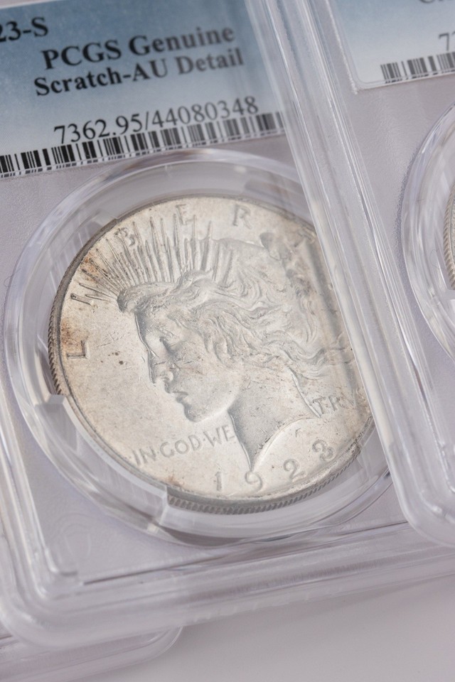 6 Coin PCGS (Grading Scale) Peace Dollar Set Details 1923-D 1923-S 1928 ...
