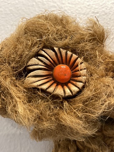 Vintage 70s Big Wood Carved Eyes Jute Macrame Owl Wall Hanging Boho MCM ...