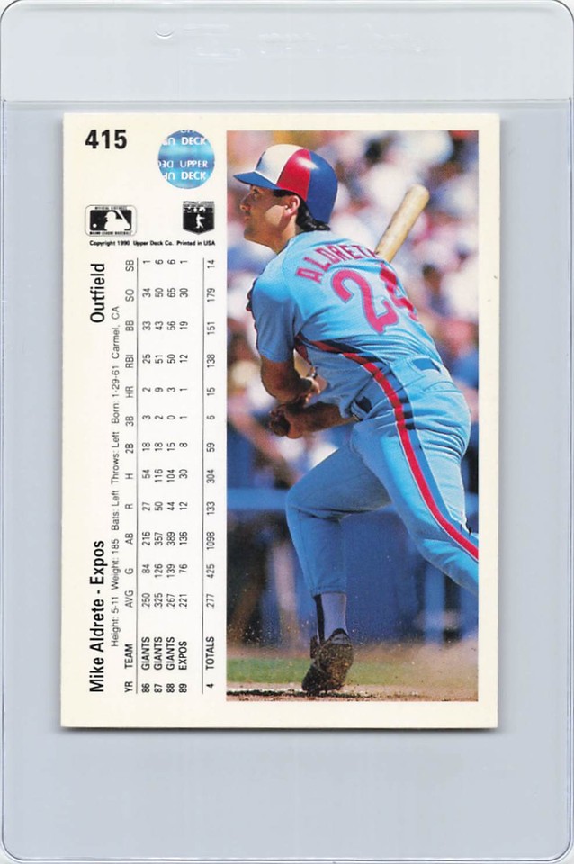 1990 Upper Deck #415 Mike Aldrete Expos Signed Auto *H9784 | eBay