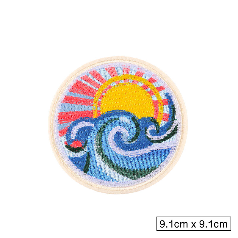 Sunset Sun Cherry Juice Patch Embroidered Iron On Sew On Iron On Badge ...