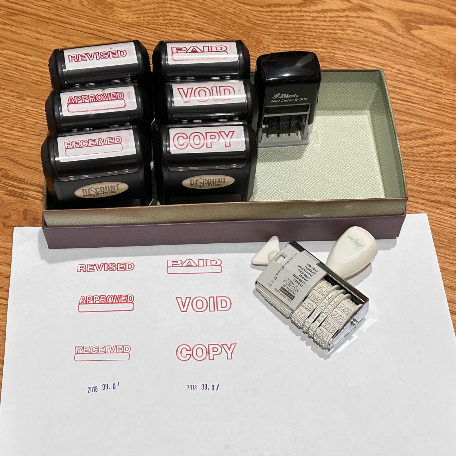 Self Inking Stamps - Paid, Received, Copy, Void, Revised, Approved ...