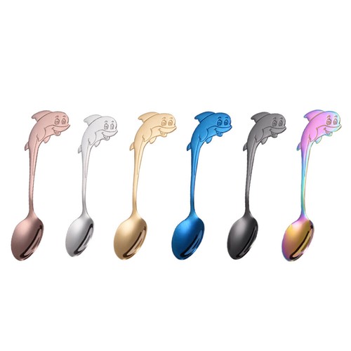 6 Pcs Stainless Steel Dolphin Spoon Child Rustless Teaspoon Kitchen ...