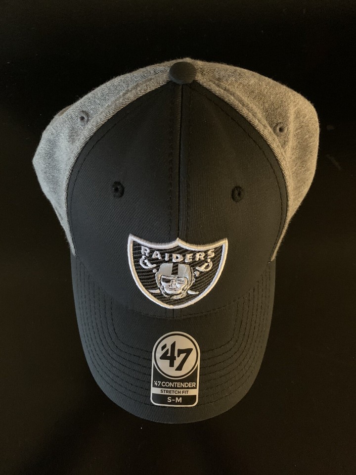 NWT Las Vegas Raiders ‘47 Brand Hat Cap Stretch Fit S-M Black Gray ...