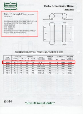 BOMMER #3023-3"-600 DOUBLE-ACTING SPRING HINGE, PAINTABLE, 3" HEIGHT | eBay