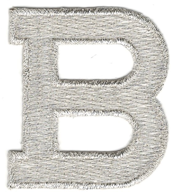 Metallic Silver Letter B Iron On Patch Applique Alphabet Embroidered (1 ...