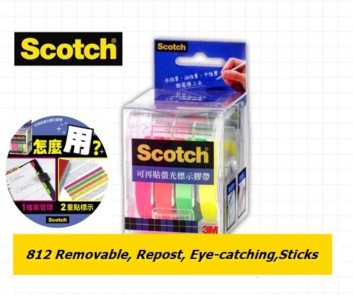 [3M] Post-it Flags, 812 4 Colors Bookmark Point Sticky Note Plastic ...