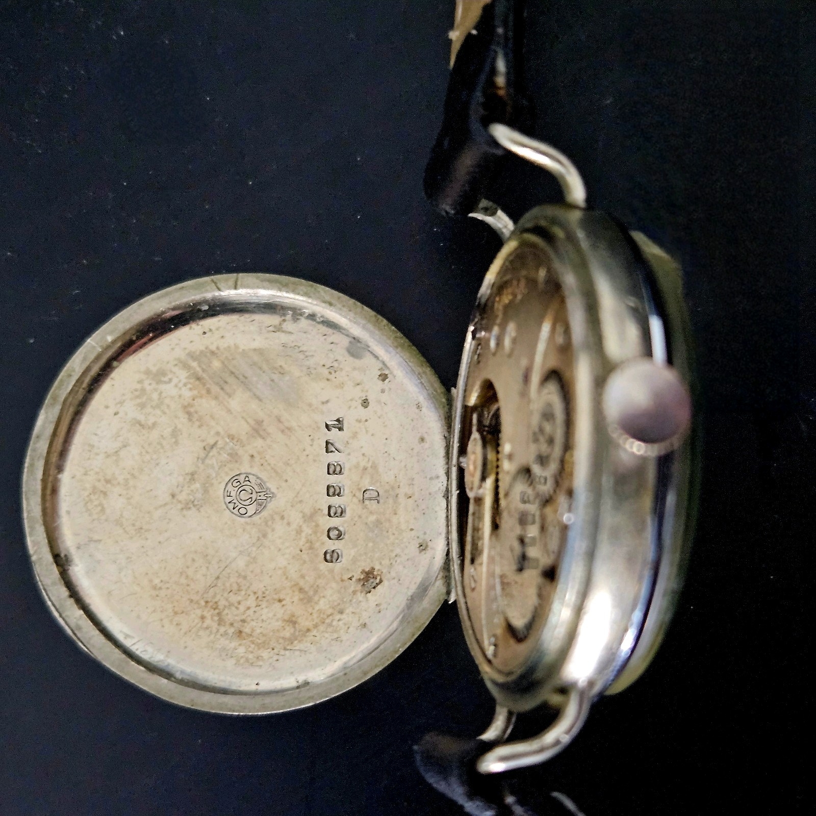 VINTAGE 1913 OMEGA STERLING SILVER WW1 OFFICERS TRENCH-WATCH ENAMEL ...