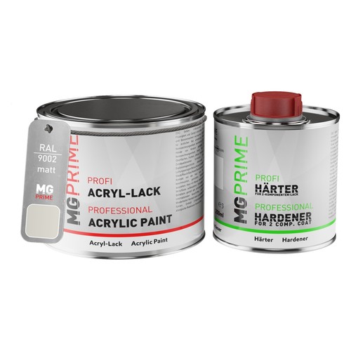 RAL 9002 Grauweiss Grey white Acryl Lack matt 0,75 Liter Dose inkl ...
