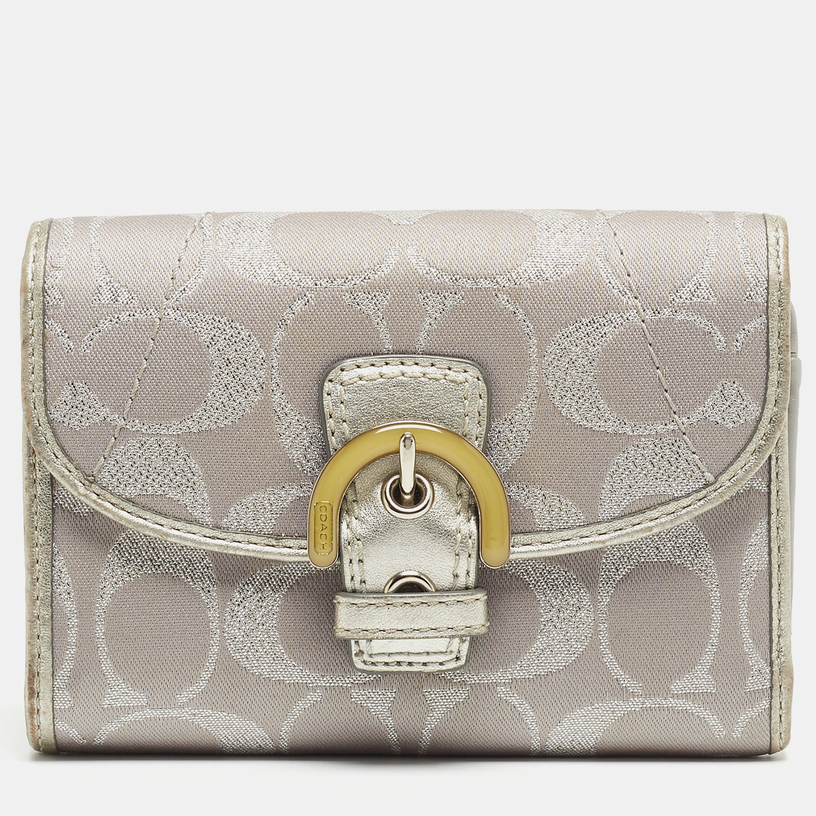 Coach Grey Signature Canvas Trifold Wallet - Gem