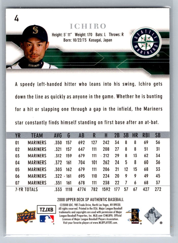 2008 Upper Deck SP Authentic #4 Ichiro | eBay