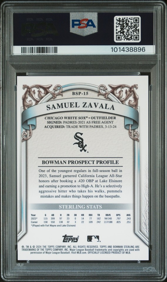 2024 BOWMAN STERLING PROSPECTS SUPERFRACTOR 1/1 #BSP15 SAMUEL ZAVALA 1/ ...
