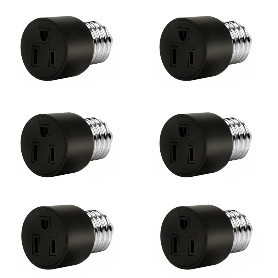 1-8Pcs E26/E27 Light Socket to Plug Adapter 2/3 Prong Light Bulb Outlet ...