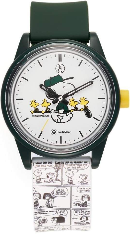 CITIZEN Q&Q Snoopy Woodstock Peanuts Golf Watch R02A-510VK Green Solar ...
