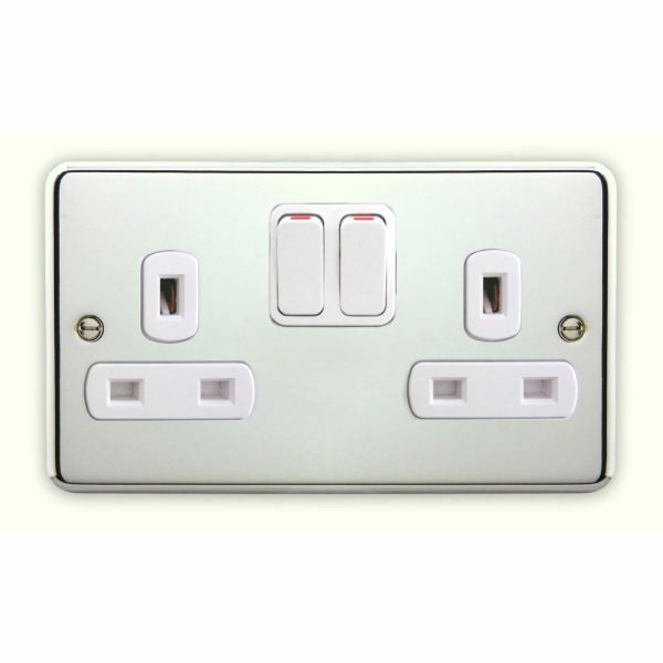 Deta Decorative Polished Chrome Switches & Sockets White Inserts ...