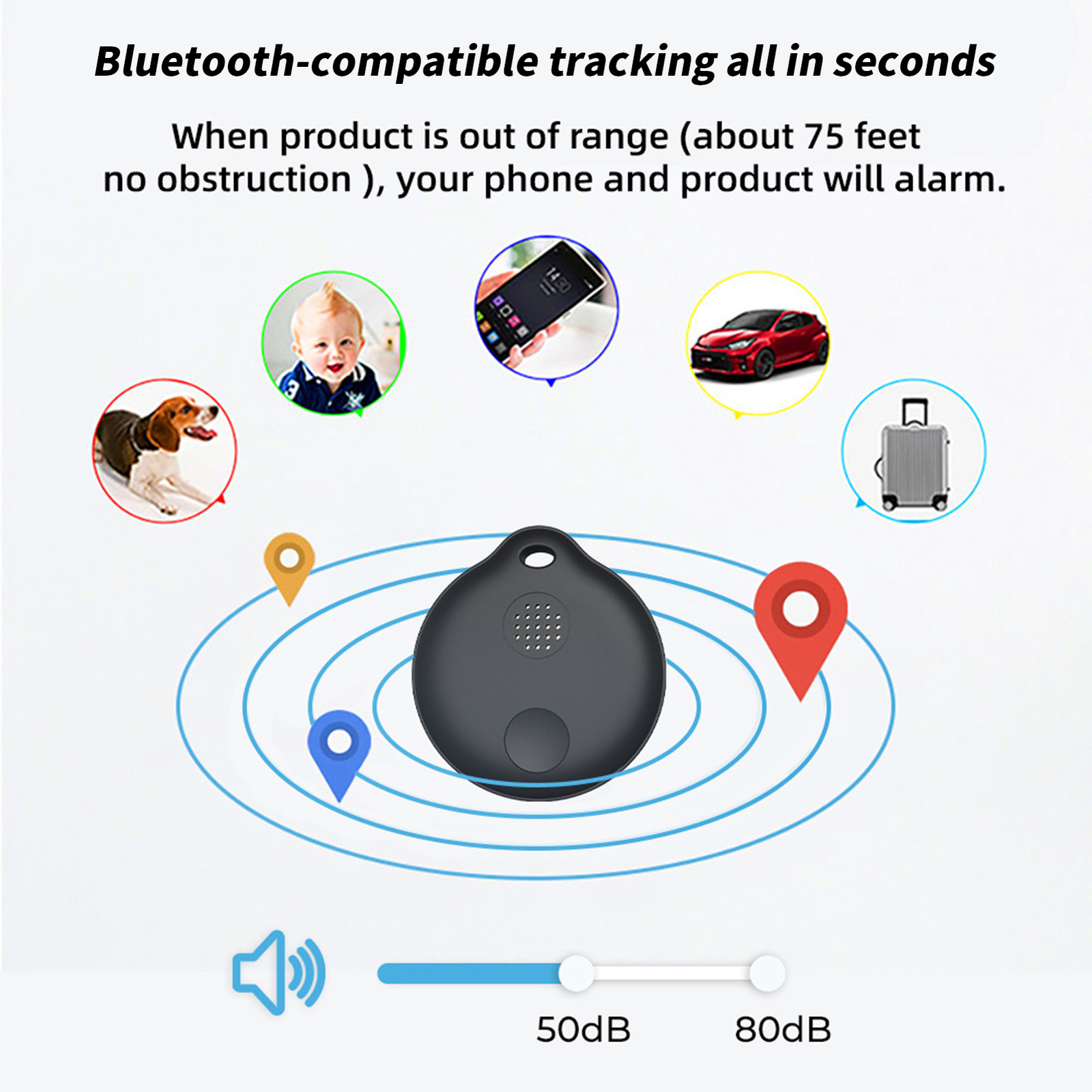 Smart Tracker App Control Easy to Attach Wireless Anti-lost Alarm ...