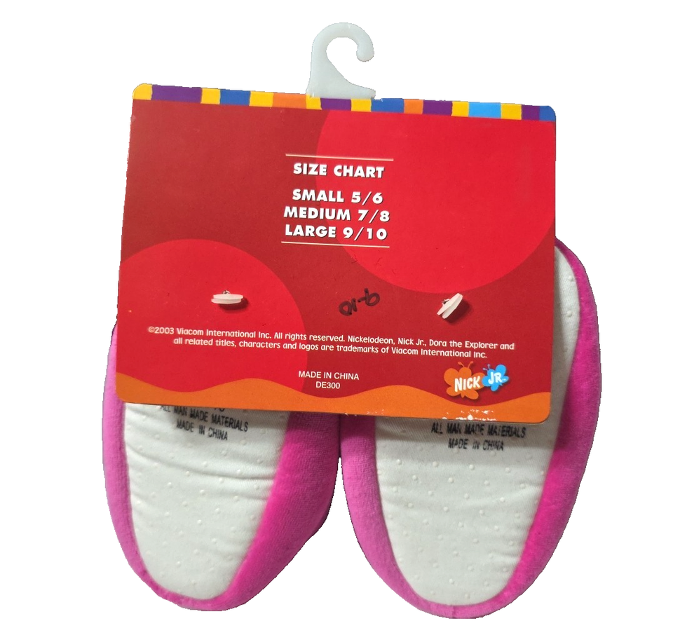 NEW IN BAG NICKELODEON 2003 DORA THE EXPLORER PLUSH KIDS SLIPPERS 9/10 ...