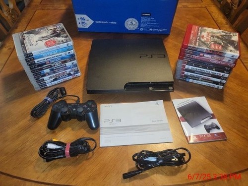 Sony PlayStation 3 PS3 SLIM Console Bundle W/ Controller - 20 GAMES CIB - READ | eBay