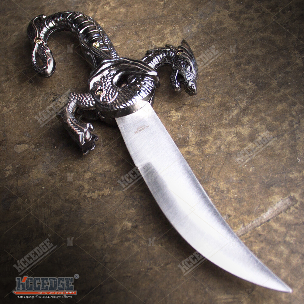 10" INLAY FANTASY DRAGON DAGGER W/ SHEATH Blade Knife Collectible ...