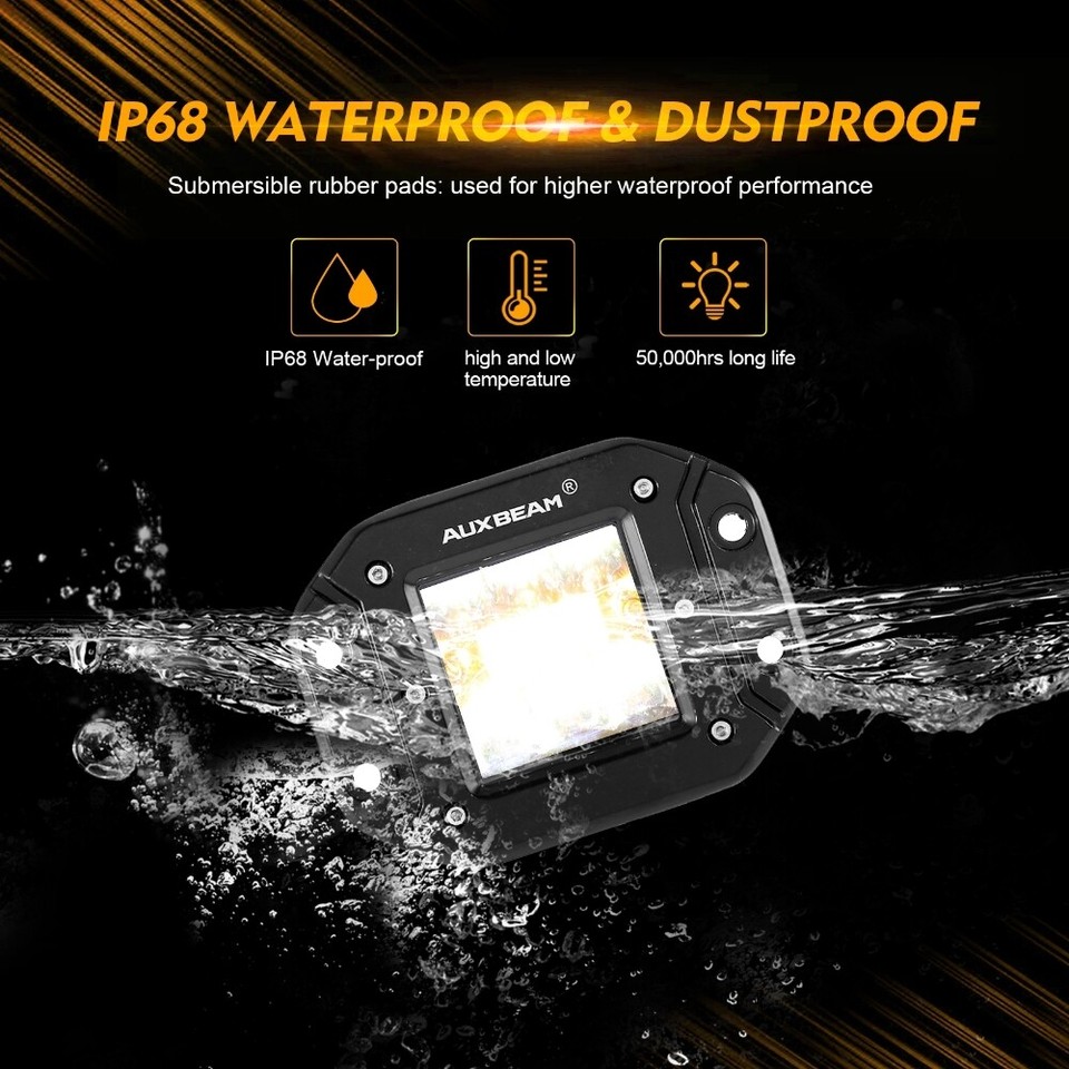 AUXBEAM 5"inch Flush Mount Led Work Lights White&Amber Strobe Pods for ...