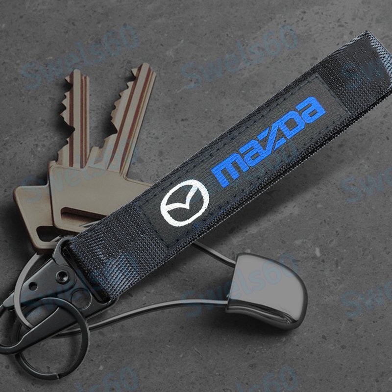 Backpack key Ring Hook Strap Metal Keychain For MAZDA Racing Black ...