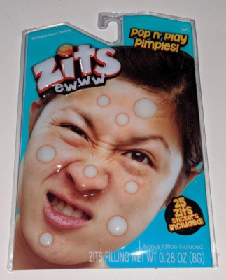 Zits Pop n Play Pimple Game 25 Pimple Stickers & 1 Bonus Tattoo Squeeze ...