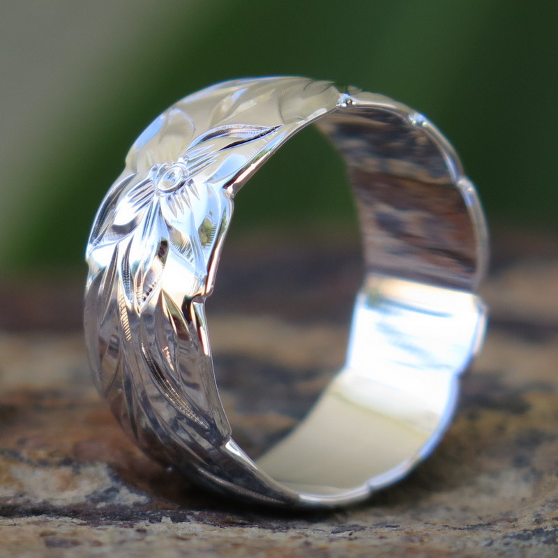 Hawaiian Jewelry Sterling Silver Maile Leaf Cut Out Wedding Ring Band ...