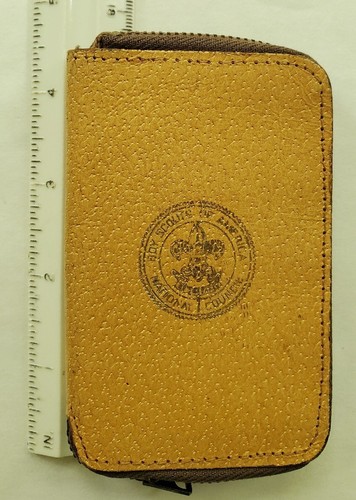 Vintage 1950's Boy Scout Coin Holder Zippered Pig Skin Wallet | eBay