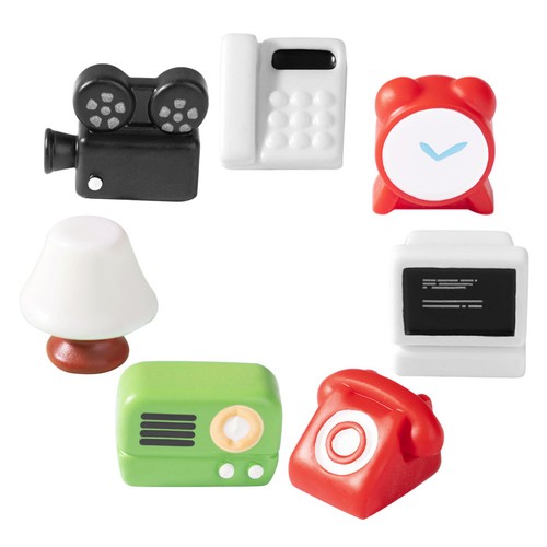 Vintage Style Tiny Radio Retro Alarm Clock Mini House Computer Models ...