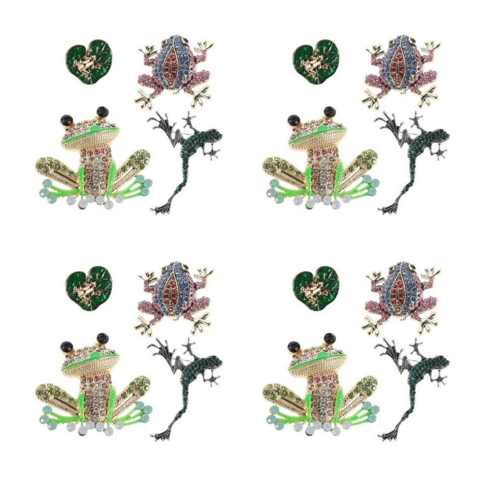 4pcs Frog Brooch Pin for Women - Sparkling Rhinestone Animal Lapel Pin ...