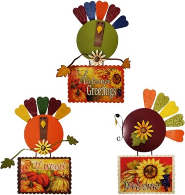 Thanksgiving Metal Turkey Hanging Door Sign Wall Decor Turkey Welcome ...