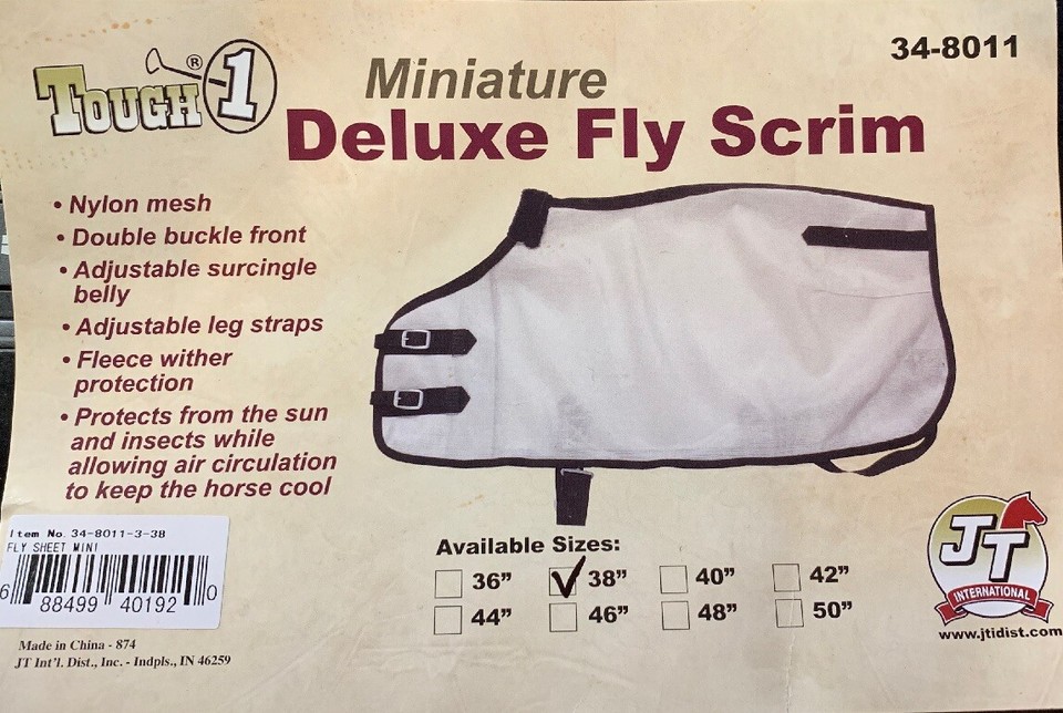 Deluxe Miniature Mini Horse Fly Scrim Sheet 36" or 38" White Tough 1 ...