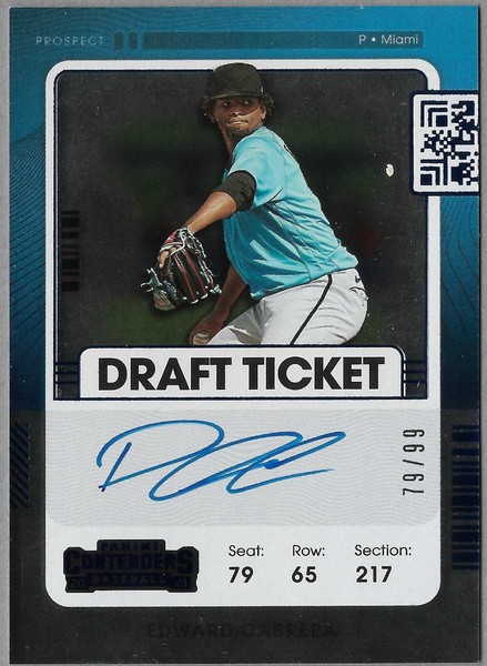 2021 Panini Contenders - Prospect Ticket Blue Draft Ticket #PT-EC ...