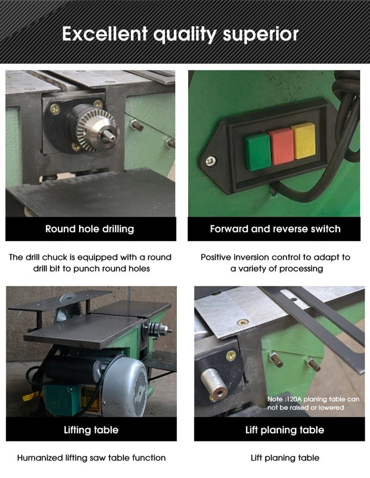 Woodworking Table Planer Multifunctional Planer Sawing and Drilling 3 ...