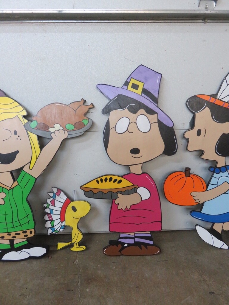 PEANUTS THANKSGIVING Wood Outdoor Lawn Yard Art Sign, Set Of 8, Charlie ...