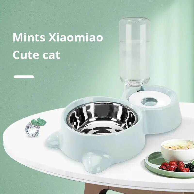 Blue Dog Cat Bowl Automatic Food Water Feeder - Pets Feeding Drink ...