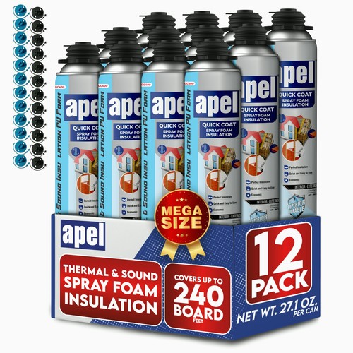 apel Spray Foam Insulation - (12 x 32.80 oz./ 240 Bd ft) Self Expanding ...