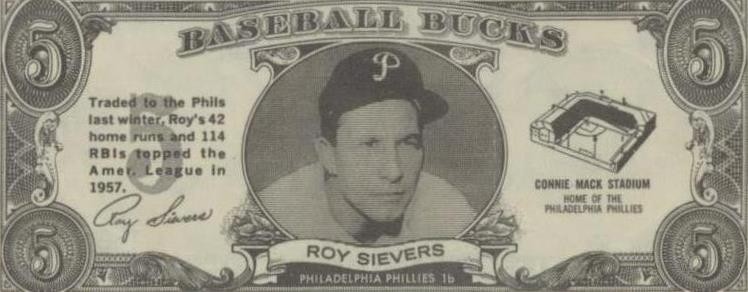1962 Topps - Baseball Bucks Roy Sievers for sale online | eBay