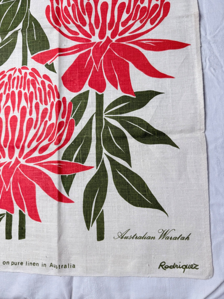 Vtg 18x32 pure linen Kitchen Dish tea Towel Rodriguez Australian ...