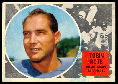 1960 TOPPS CFL FOOTBALL #74 TOBIN ROTE EX+ TORONTO ARGONAUTS LIONS ...