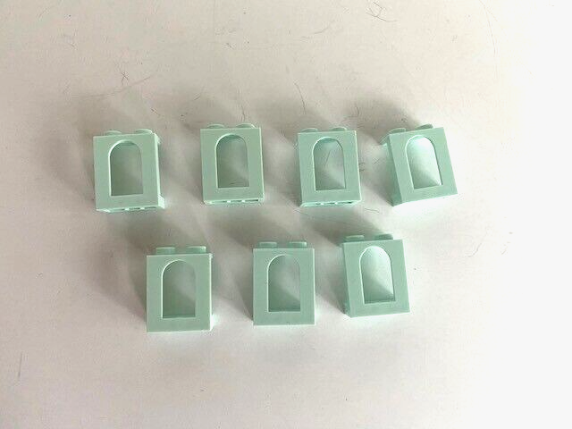 LEGO Parts: Arched Window Frame, 1x2x2, Part # 90195, Light Aqua Blue ...