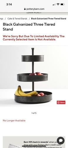 Pottery Barn Black Galvanized Metal Three Tiered Stand | eBay