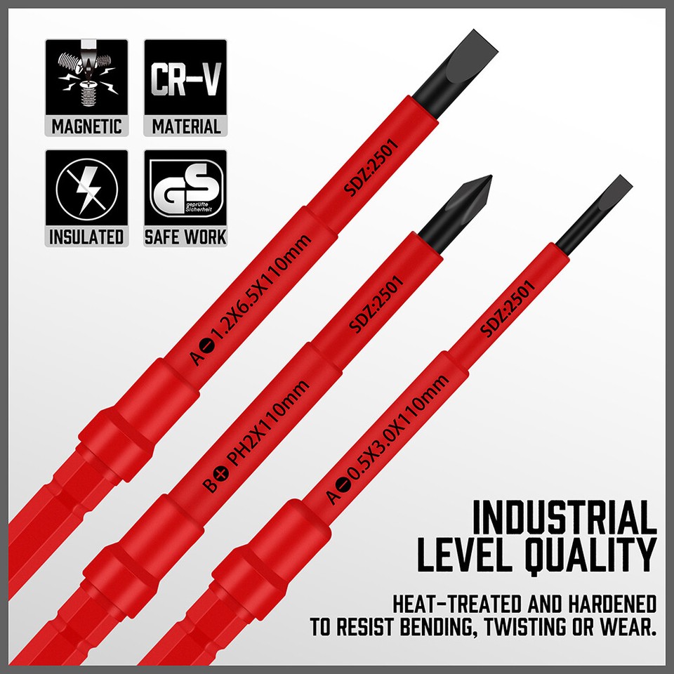 10pc Electrician's Insulated Magnetic Electrical Hand Screwdriver Tool ...