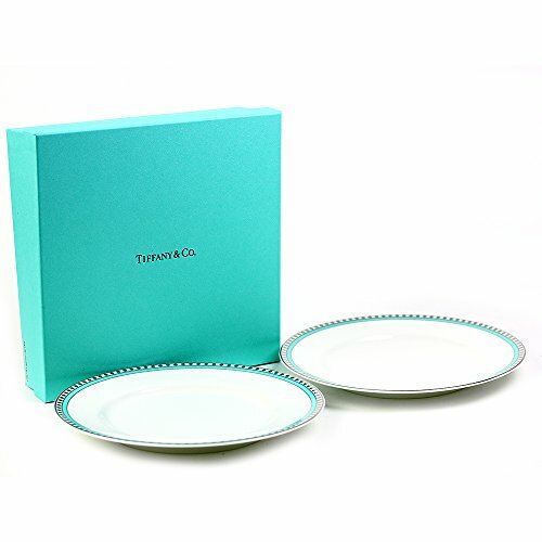 TIFFANY & Co Plate Pair Platinum Blue Band Desert Plate With regular ...
