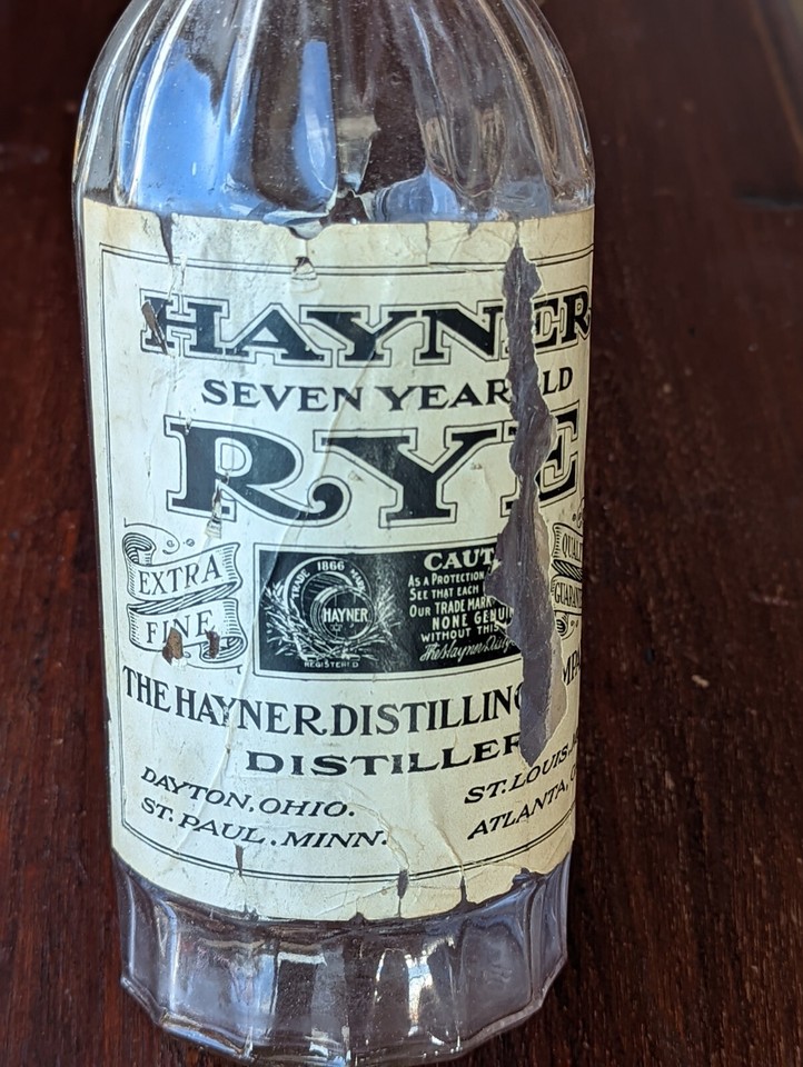 Labeled 4- Cities Hayner Rye Whiskey Bottle Minn Ohio St Paul Louis ...