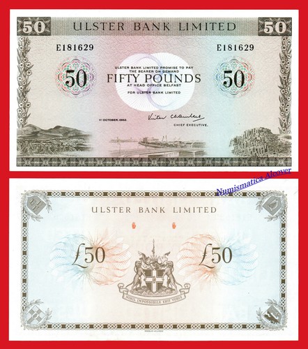 NORTHERN IRELAND ULSTER BANK 50 Pounds libras 1982 Pick 329 SC / UNC | eBay