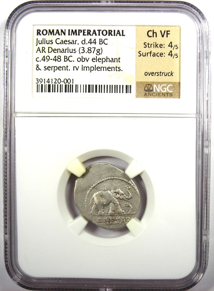 Julius Caesar AR Denarius Silver Elephant Coin 49 BC - Certified NGC ...